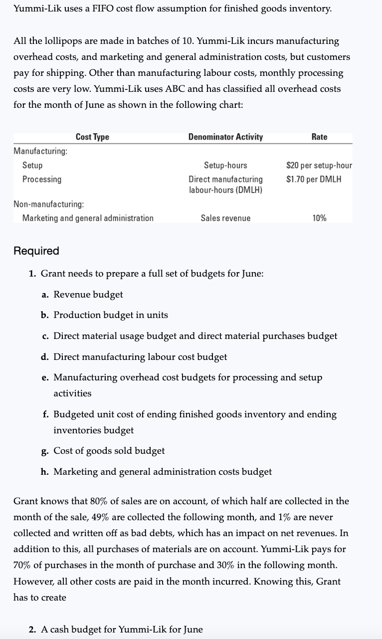 Solved 6-39 Comprehensive budgeting problem; activity-based | Chegg.com