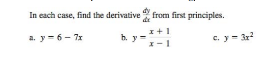 Solved In each case, find the derivative dxdy from first | Chegg.com