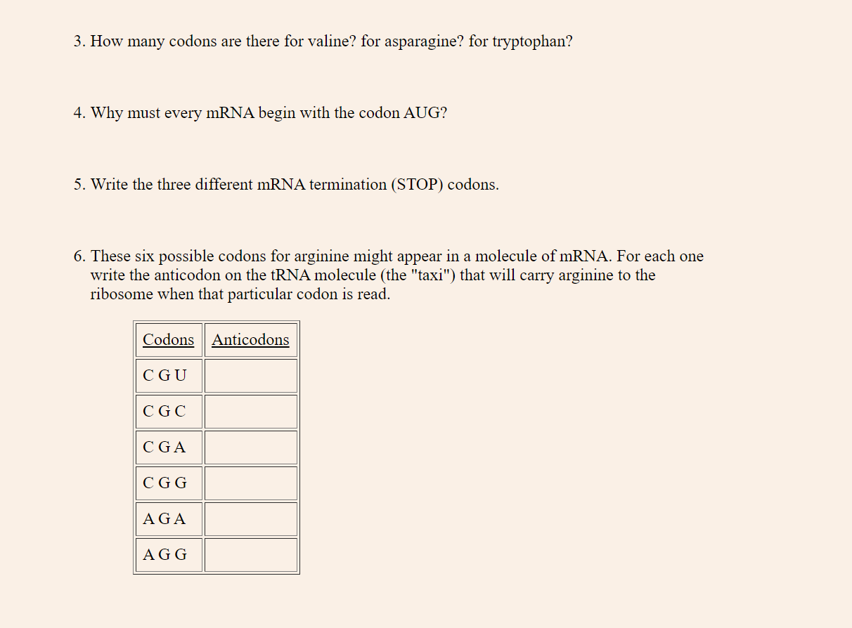 Solved Gene Problems in Transcription and Translation 1. For | Chegg.com