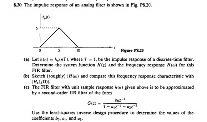 8.20 ﻿The impulse response of an ﻿analog filter is | Chegg.com
