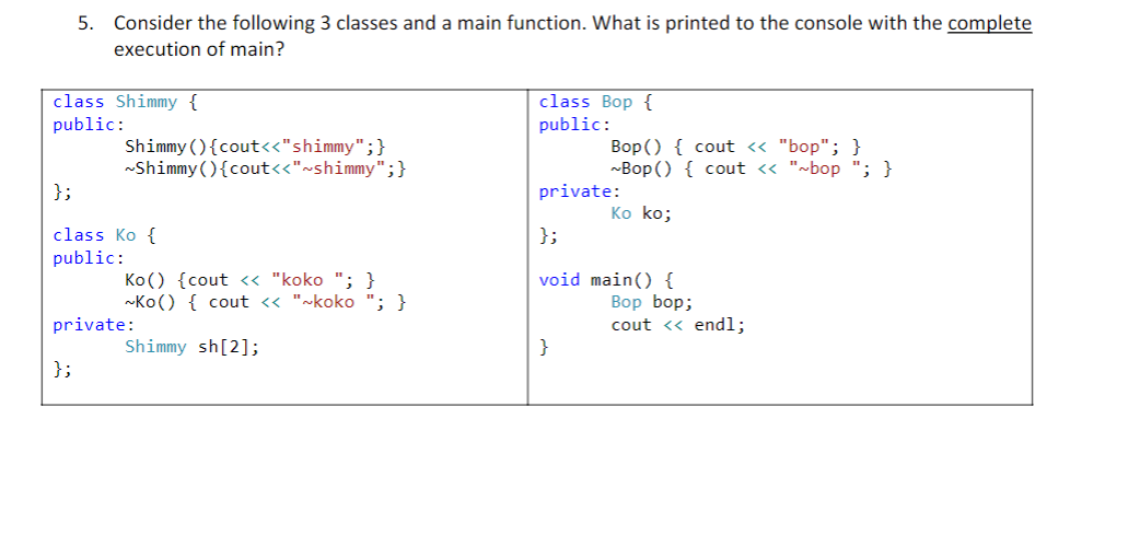 Solved 5. Consider the following 3 classes and a main | Chegg.com