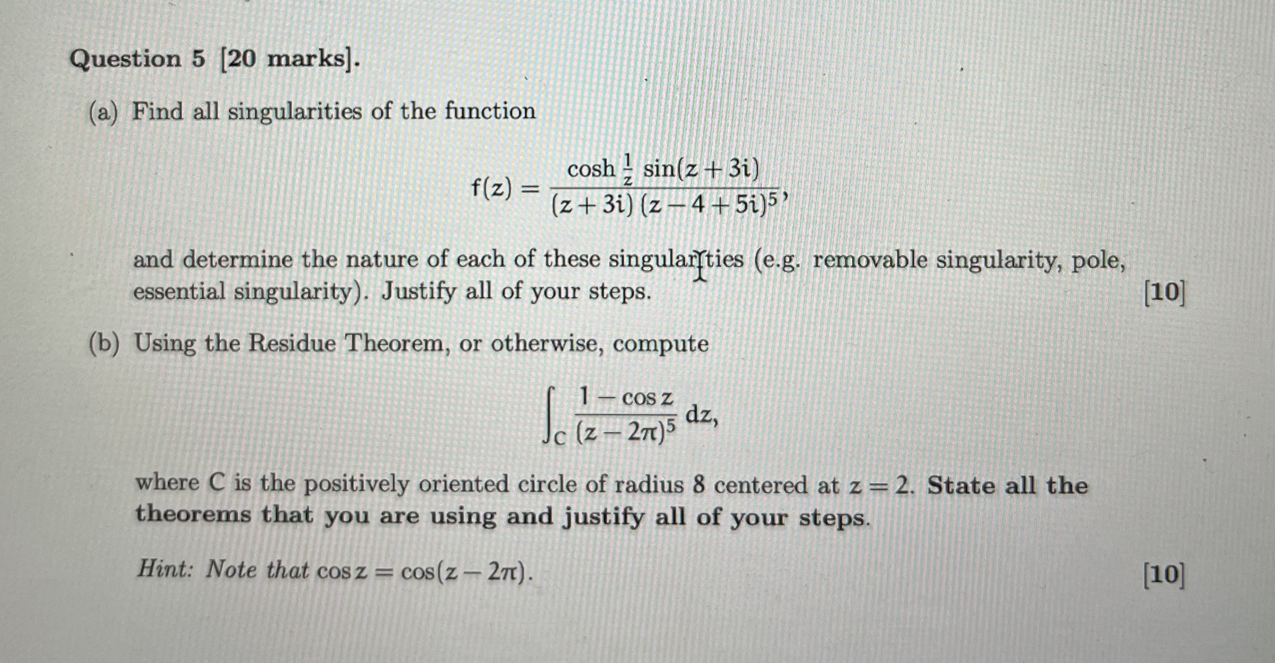 Solved (a) Find all singularities of the function \\[ | Chegg.com