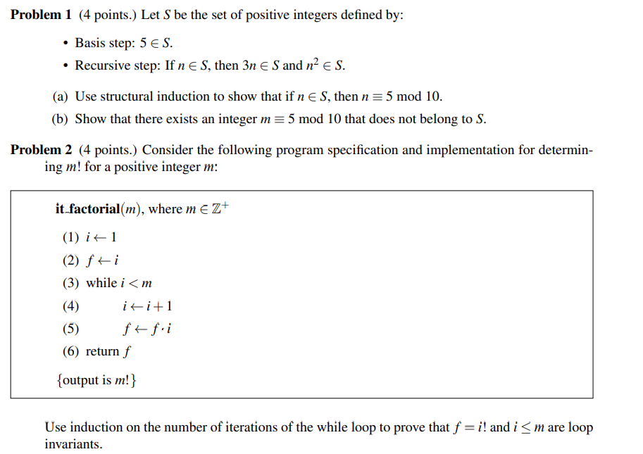 Problem 1 (4 points.) Let S be the set of positive | Chegg.com