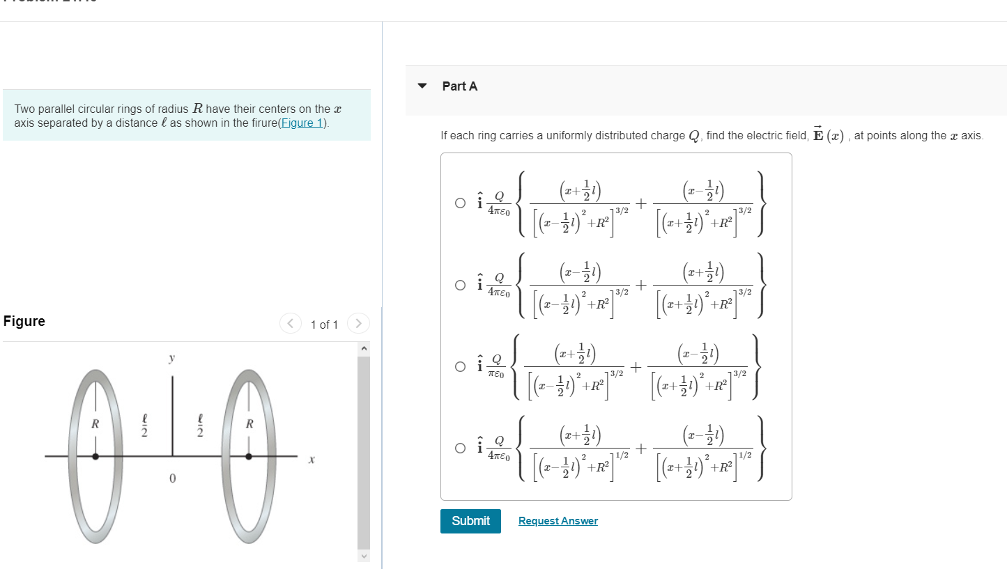 Solved Part A Two Parallel Circular Rings Of Radius R Have 