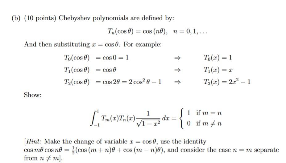 Solved = Problem 3. (20 points) Orthogonal Polynomials. Let | Chegg.com