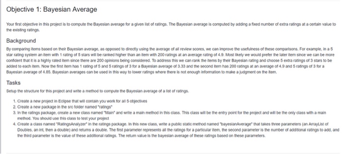 Solved Objective 1: Bayesian Average Your frst objective in | Chegg.com