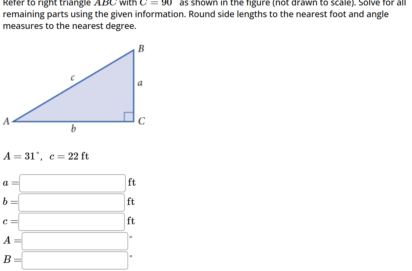 Solved Refer to right triangle ABC with C=90 as shown in the | Chegg.com