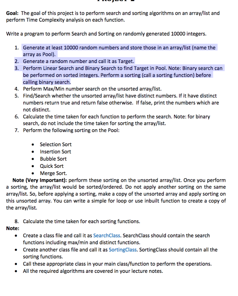 Solved Goal: The goal of this project is to perform search | Chegg.com