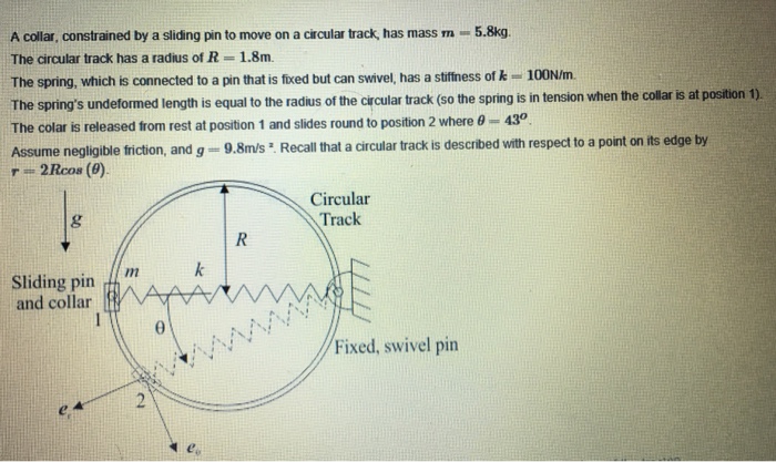 Solved A collar, constrained by a sliding pin to move on a | Chegg.com