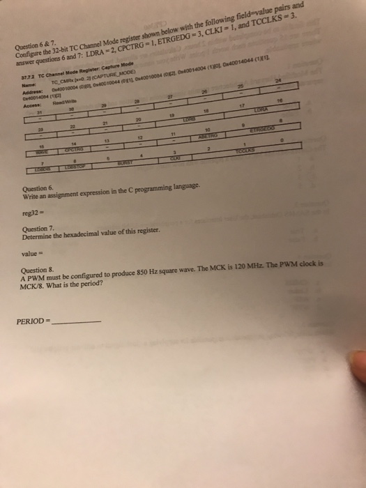 Configure the 32-bit TC Channel Mode register shown | Chegg.com
