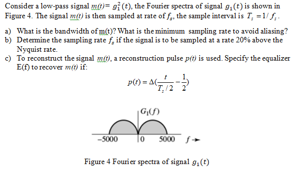 Solved Consider a low-pass signal m(t)= gi(t), the Fourier | Chegg.com