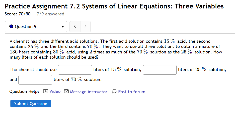 Solved Practice Assignment 7.2 Systems of Linear Equations: | Chegg.com