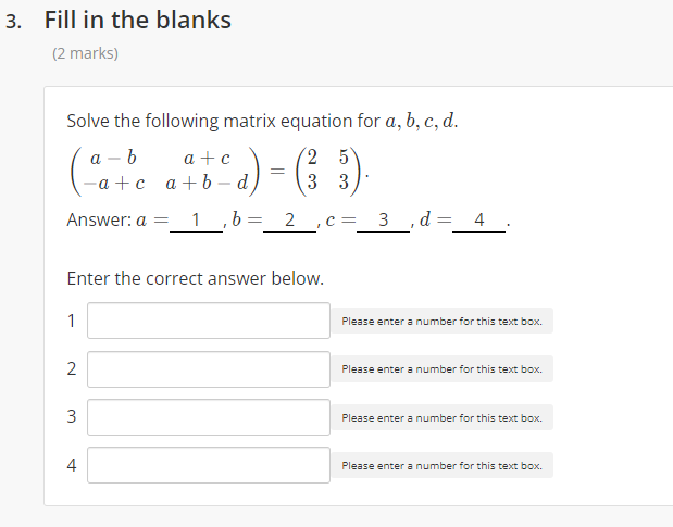 Solved 3. Fill in the blanks (2 marks) Solve the following | Chegg.com