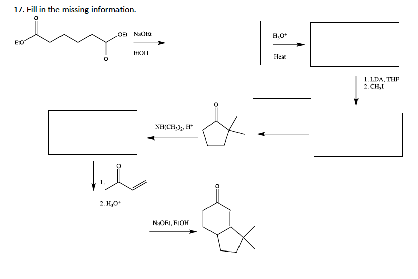 Solved 17. Fill in the missing information. OEt NaOEI H,O | Chegg.com