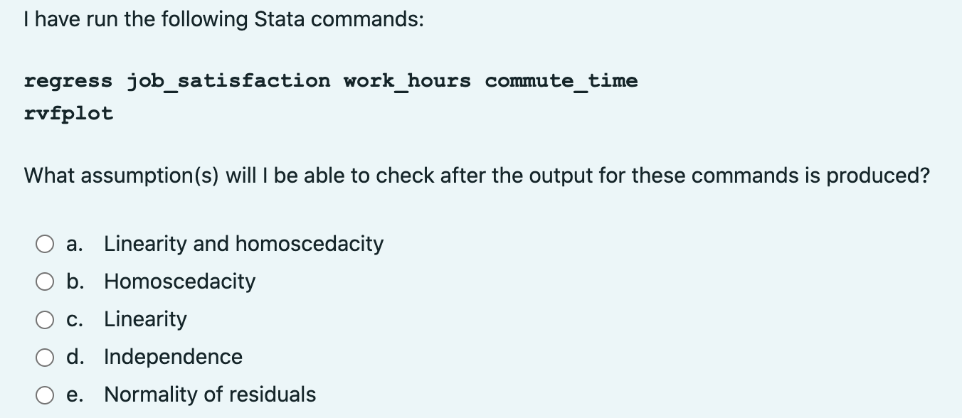 Solved I Have Run The Following Stata Commands Regress