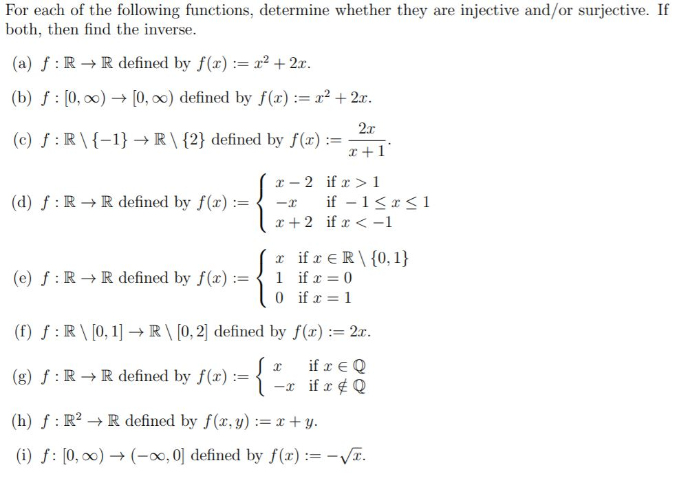 Solved For Each Of The Following Functions Determine