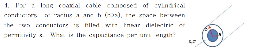 Solved 4. For a long coaxial cable composed of cylindrical | Chegg.com