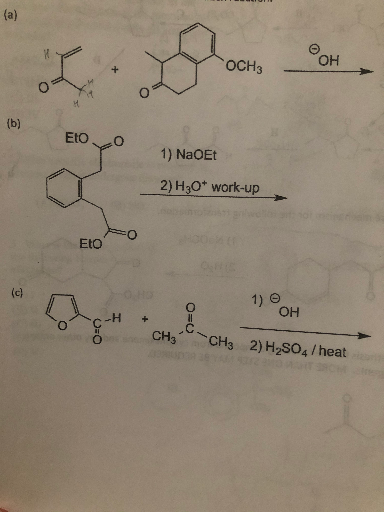 Solved OH OCH3 (b) Eto o 1) NaOEt 2) H30+ work-up Eto to (c) | Chegg.com