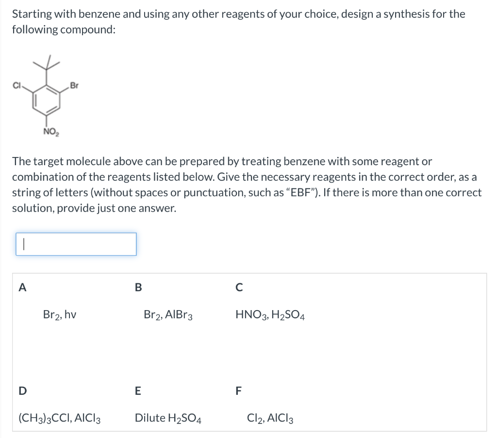 Solved Starting with benzene and using any other reagents of | Chegg.com