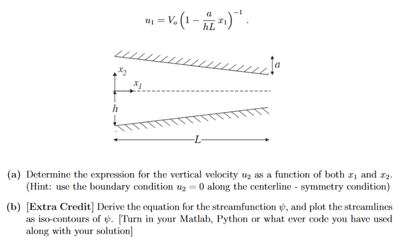Consider steady, incompressible flow in a converging | Chegg.com