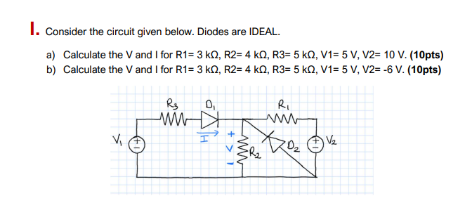 Solved 1. Consider the circuit given below. Diodes are | Chegg.com