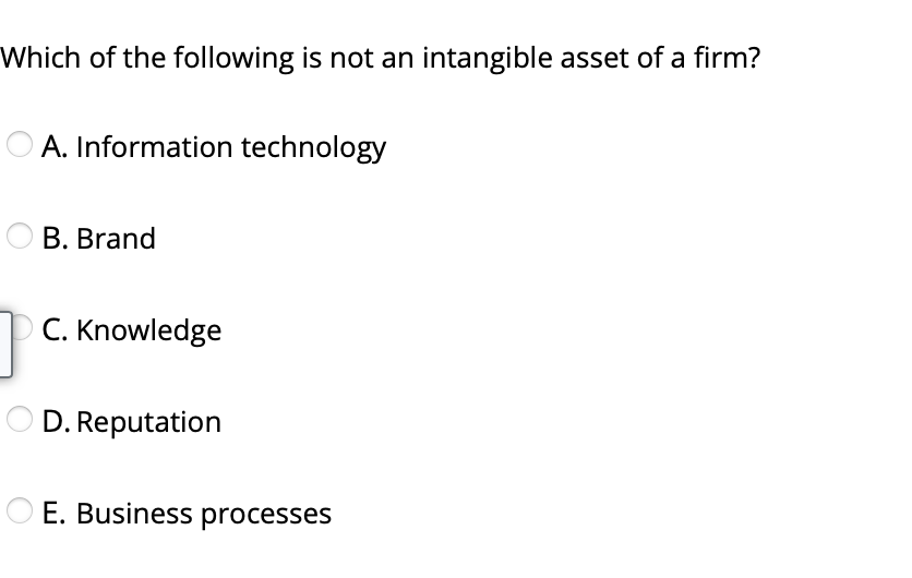 Solved Which of the following is not an intangible asset of | Chegg.com
