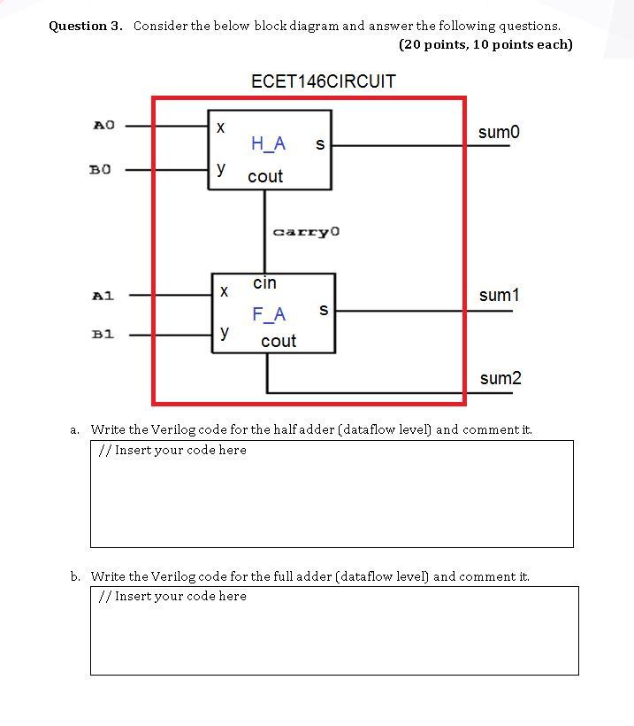 Solved Question 3. Consider the below block diagram and | Chegg.com