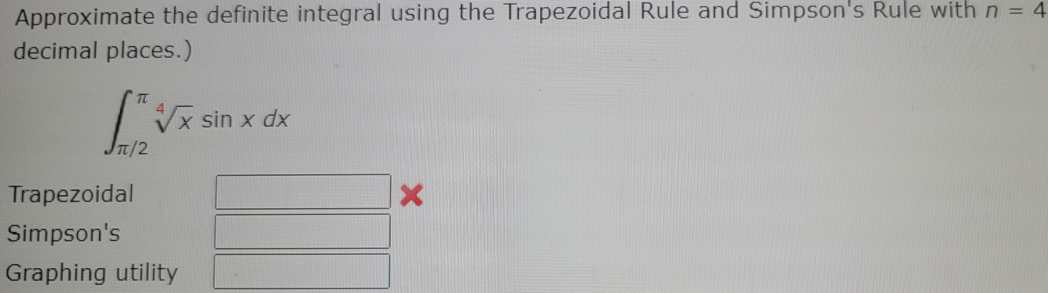Solved Approximate the definite integral using the | Chegg.com