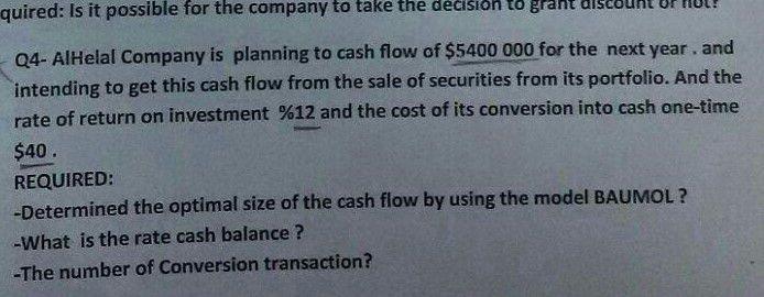Solved quired: Is it possible for the company to take the | Chegg.com