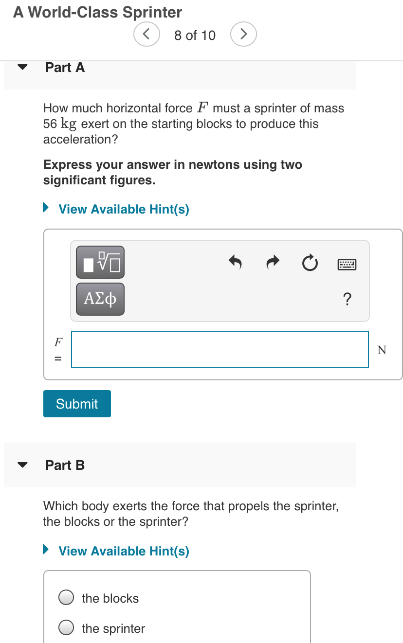 Solved World-class sprinters can accelerate out of the | Chegg.com