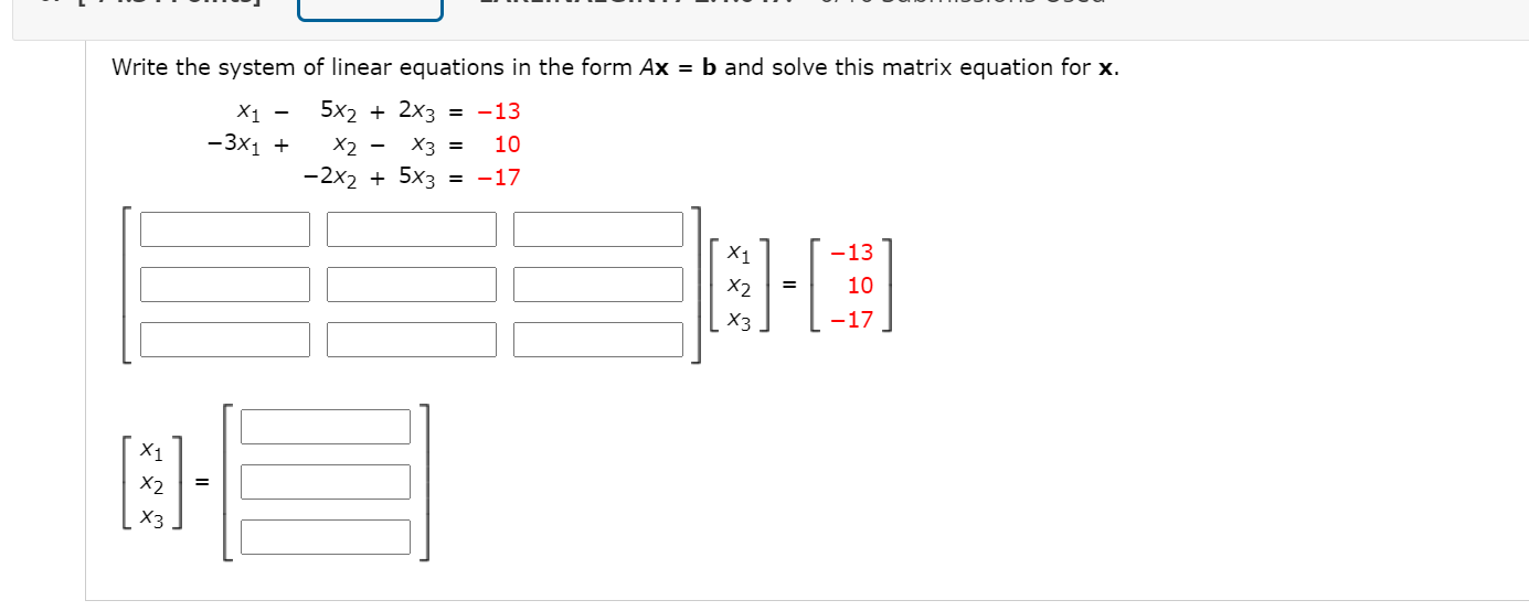 Solved Write the system of linear equations in the form Ax = | Chegg.com