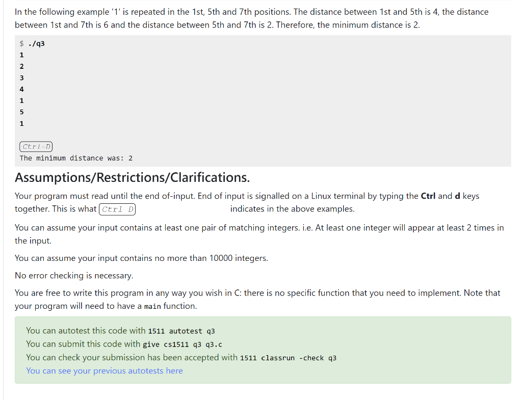 Solved (10 marks) Write a C program q3.c which reads | Chegg.com
