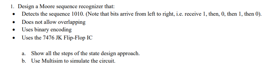 Solved 1 Design A Moore Sequence Recognizer That • Detects 