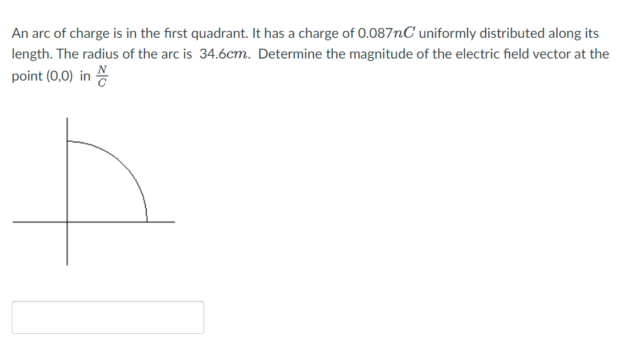 Solved An arc of charge is in the first quadrant. It has a | Chegg.com