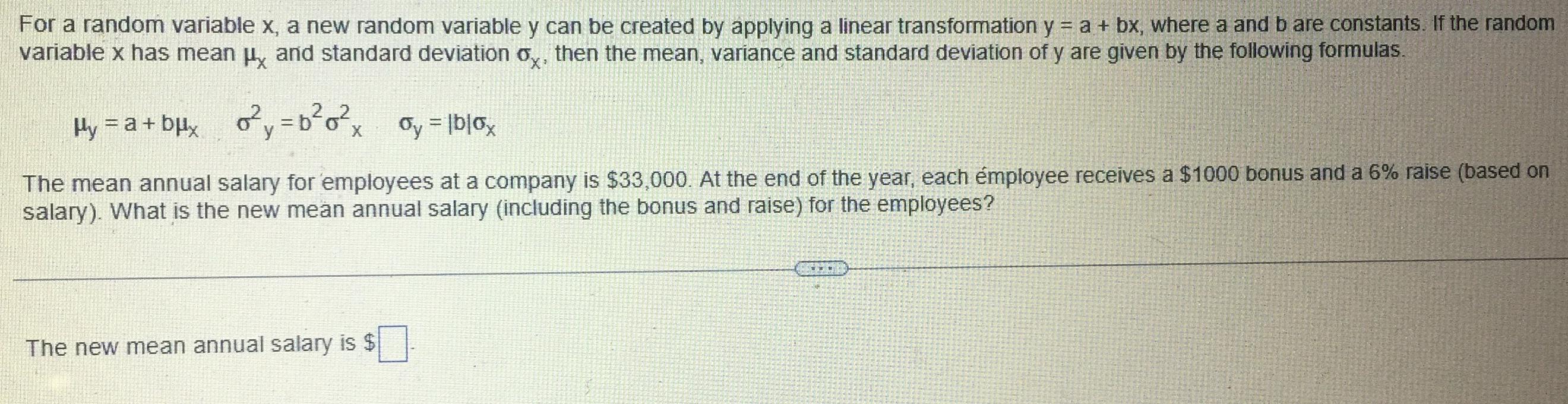 Solved For a random variable x, a new random variable y can | Chegg.com