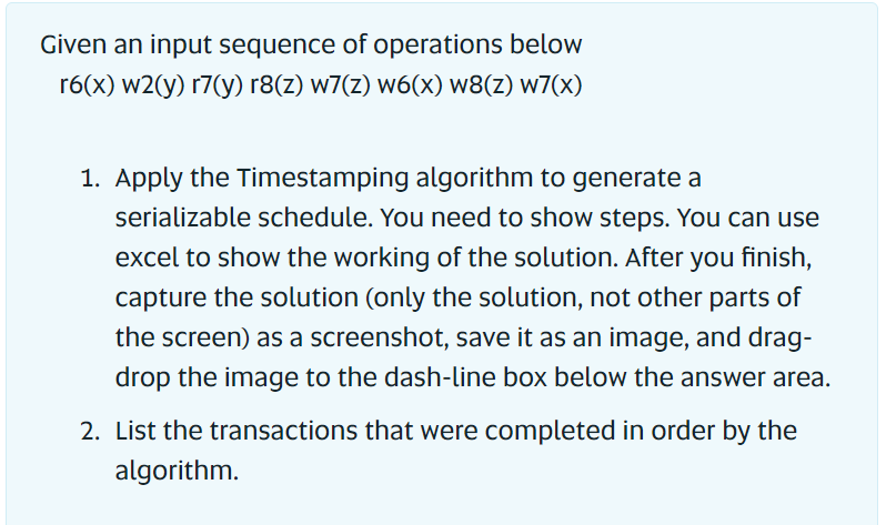 Given an input sequence of operations below r6(x) | Chegg.com