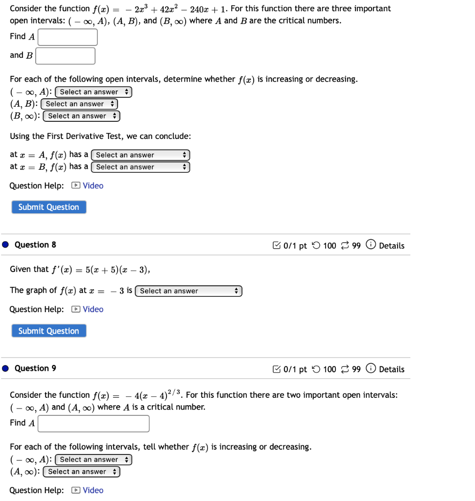 Solved Consider the function f(x) = – 2x3 + 42x2 – 240x + 1. | Chegg.com