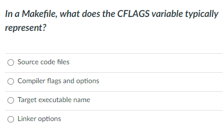 Solved In a Makefile, what does the CFLAGS variable | Chegg.com