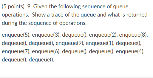 Solved 5 Points 9 Given The Following Sequence Of Queue