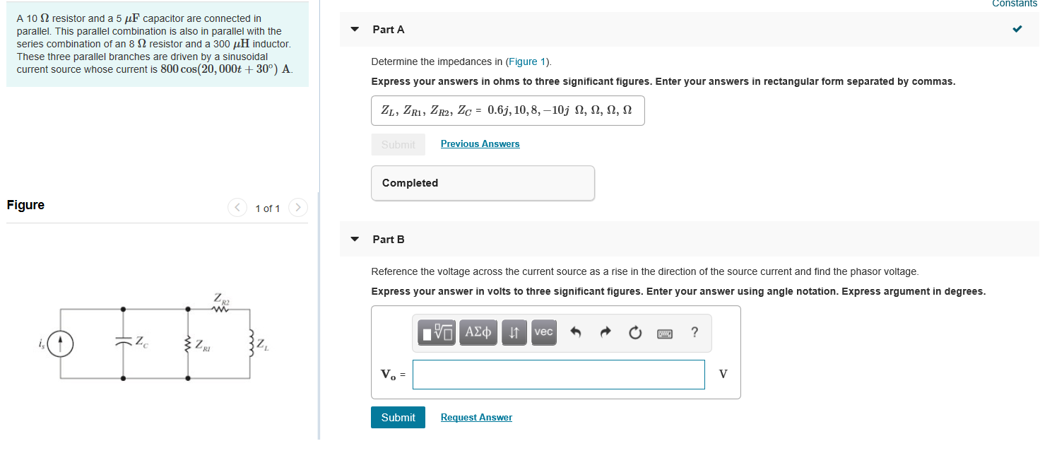 Solved Constants Part A A 10 12 resistor and a 5 uF | Chegg.com