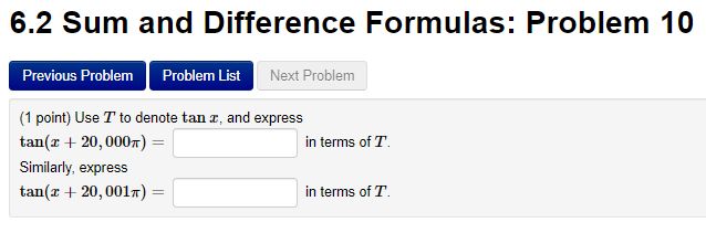 Solved 6.2 Sum and Difference Formulas: Problem 10 Previous | Chegg.com