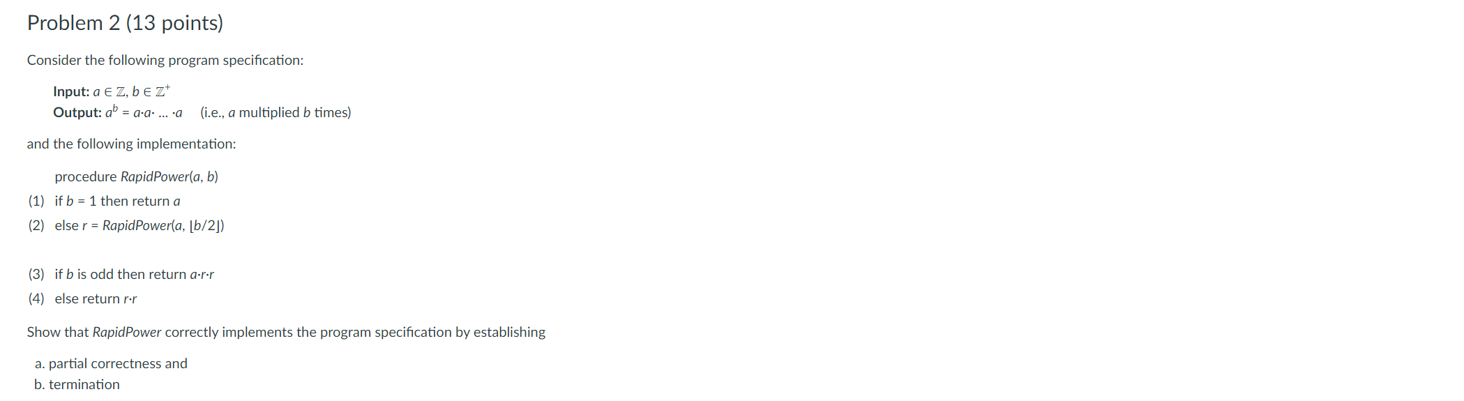 Solved Problem 2 (13 points) Consider the following program | Chegg.com