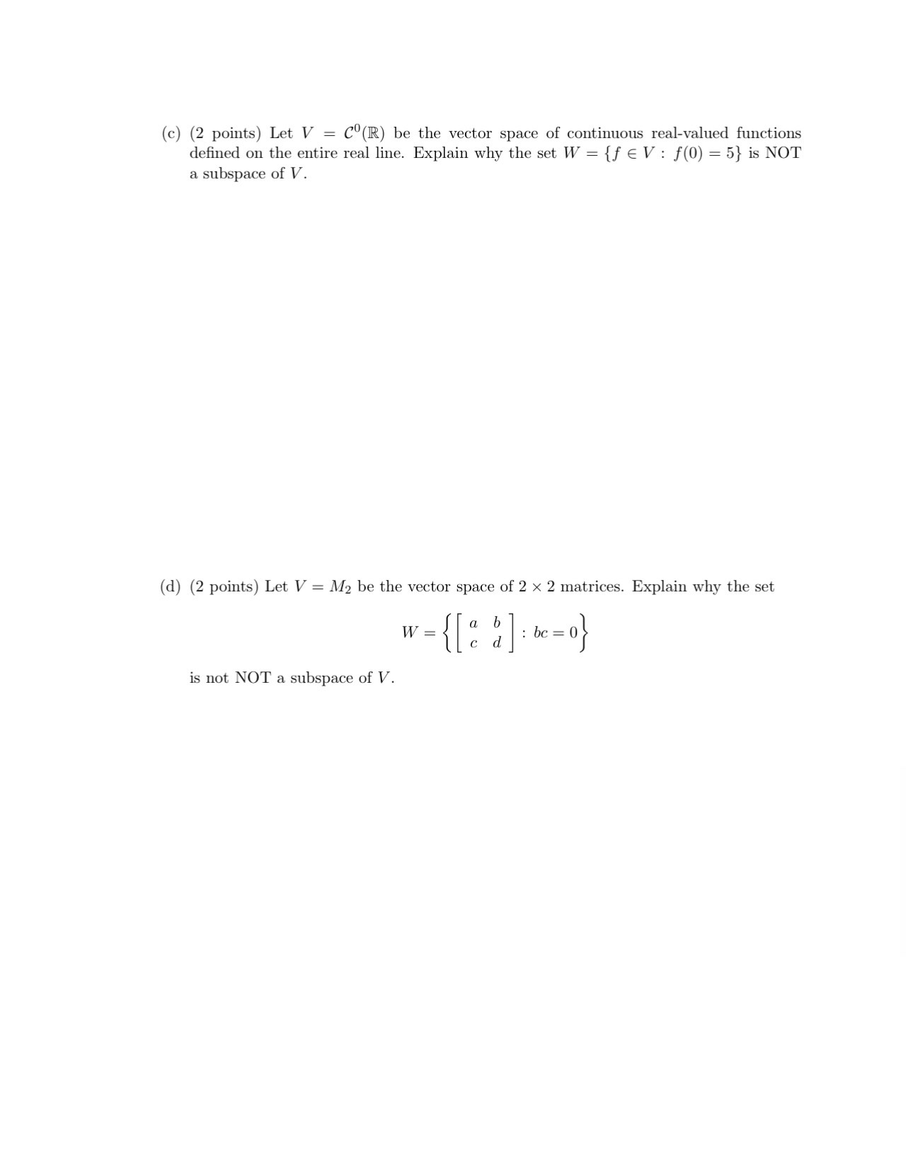 Solved (a) (3 points) Let V=M3 be the space of 3×3 matrices | Chegg.com