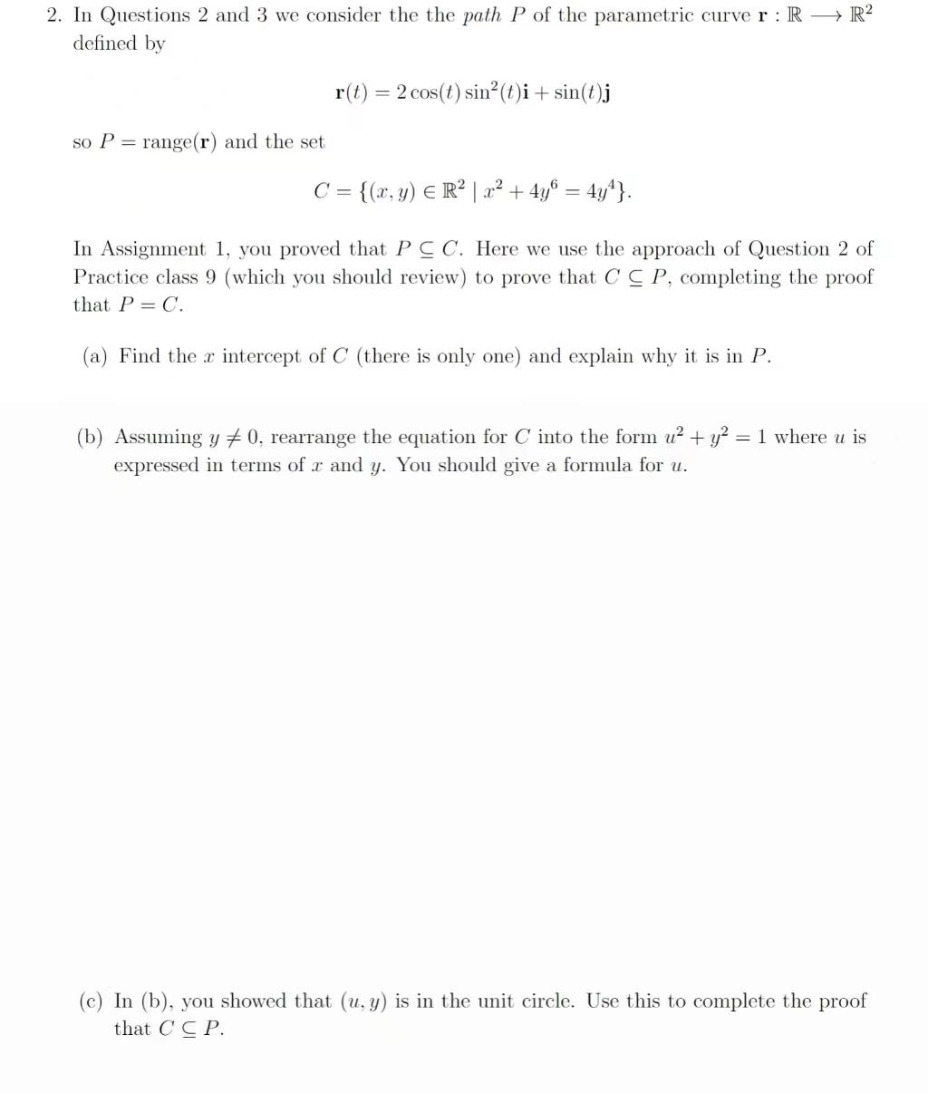 Solved 2. In Questions 2 and 3 we consider the the path P of | Chegg.com