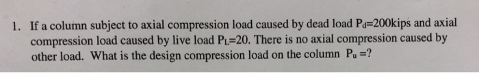 Solved 1. If a column subject to axial compression load | Chegg.com