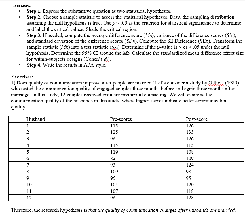 Exercises: Step 1. Express the substantive question | Chegg.com