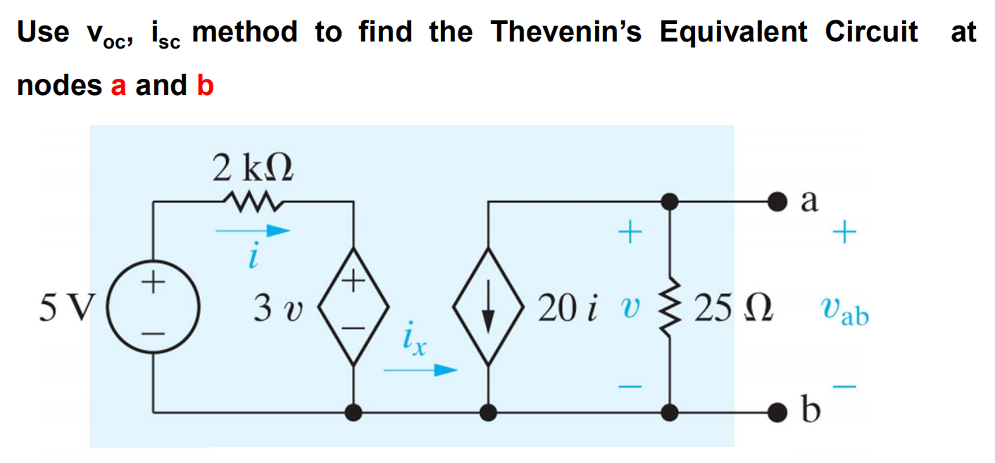 Solved Use Voc, Isc method to find the Thevenin's Equivalent | Chegg.com