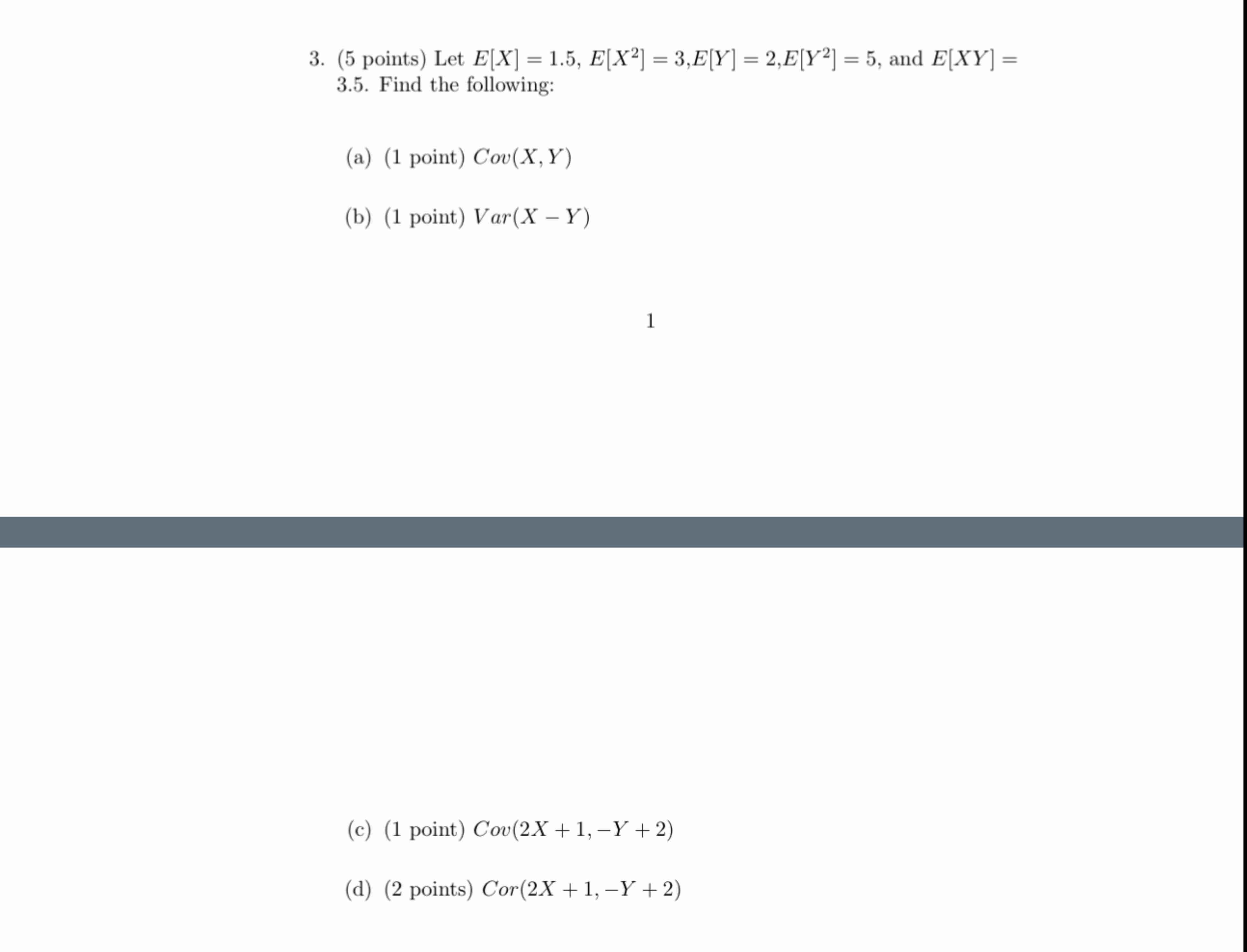 Solved (5 ﻿points) ﻿Let E[x]=1.5,E[x2]=3,E[Y]=2,E[Y2]=5, | Chegg.com