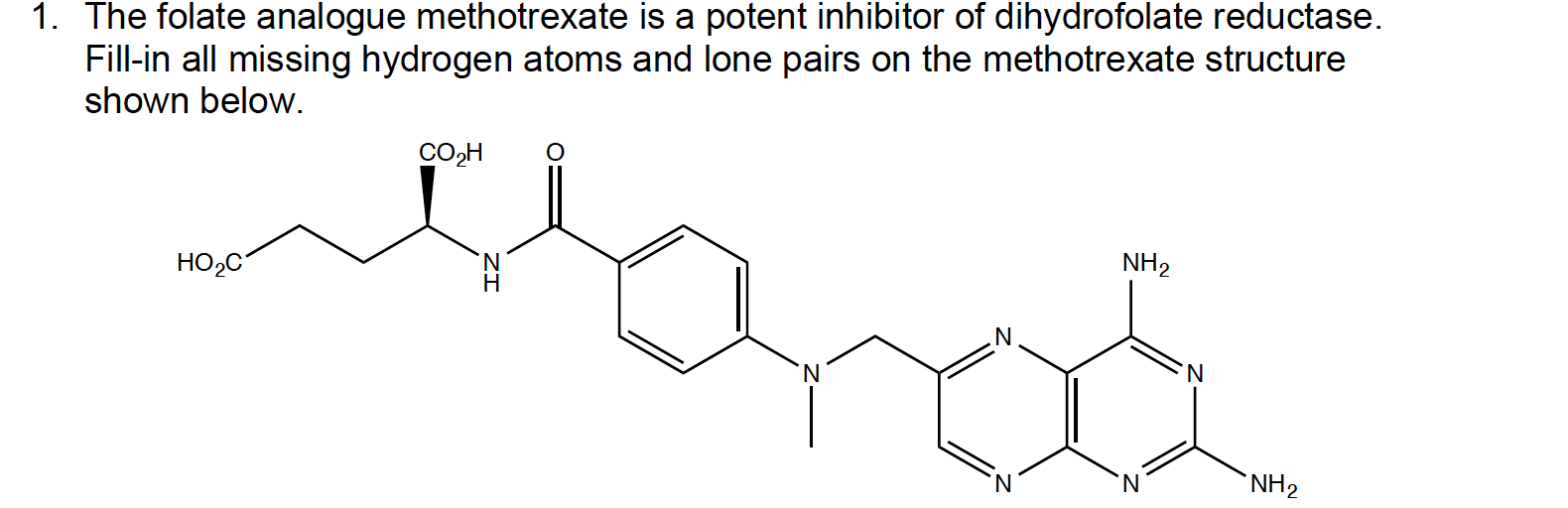 Solved 1. The folate analogue methotrexate is a potent | Chegg.com