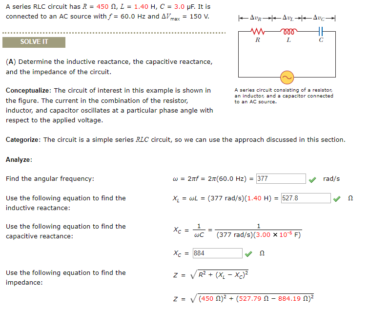 Solved A series RLC circuit has R = 450 2, L = 1.40 H, C = | Chegg.com